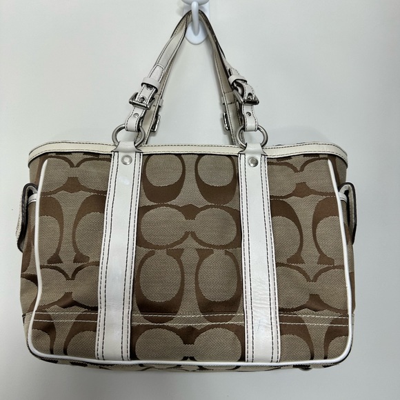 Coach | Bags | Coach Gallery 6234 Tan Brownjacquard Tote Shoulder Bag ...